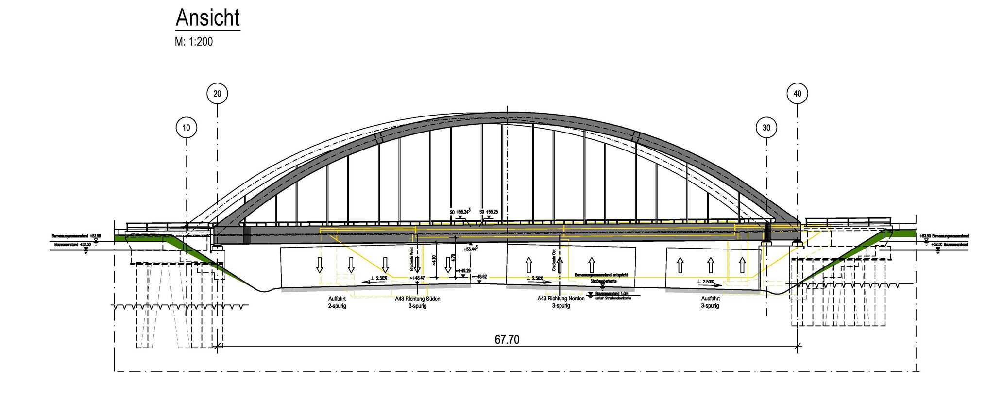 Railway overpass over A 43 - Bridges | ZPP Ingenieure